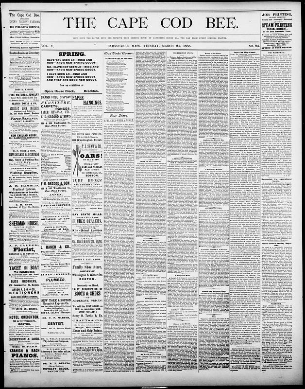 The Cape Cod Bee. March 24, 1885 - Digital Commonwealth