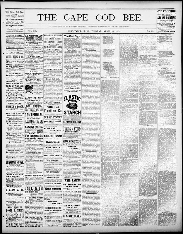 The Cape Cod Bee. April 26, 1887 - Digital Commonwealth