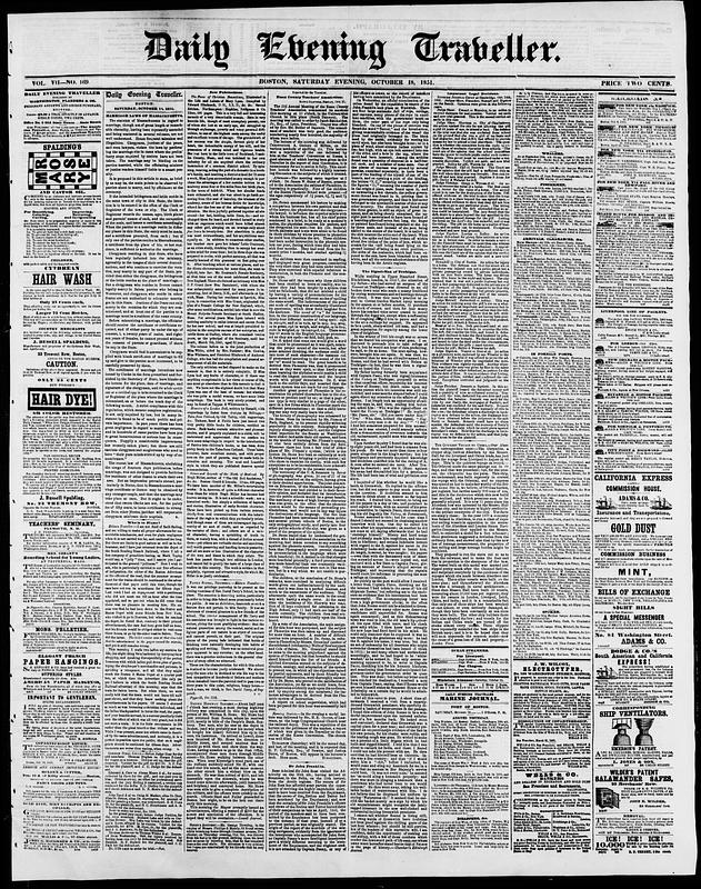Daily Evening Traveller. October 18, 1851 - Digital Commonwealth