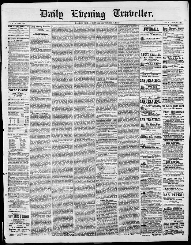 Daily Evening Traveller. September 08, 1854 - Digital Commonwealth