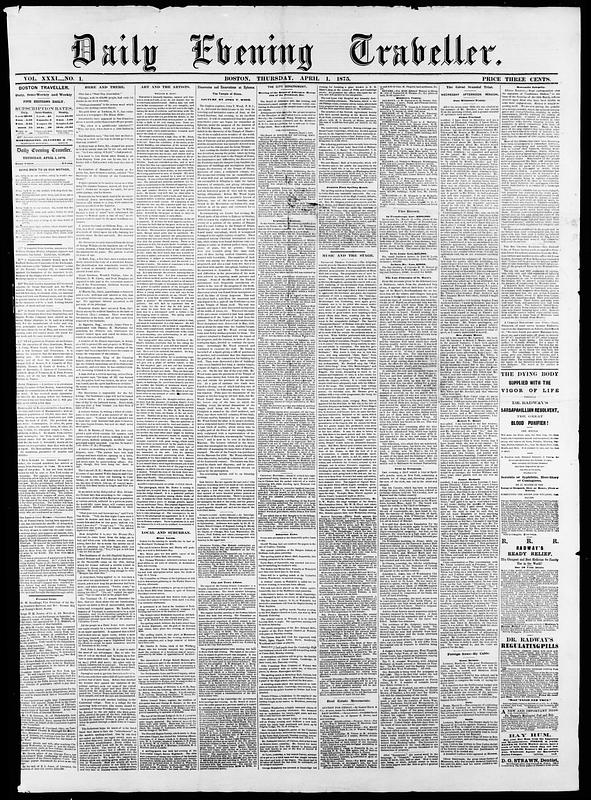 Daily Evening Traveller. April 01, 1875 - Digital Commonwealth
