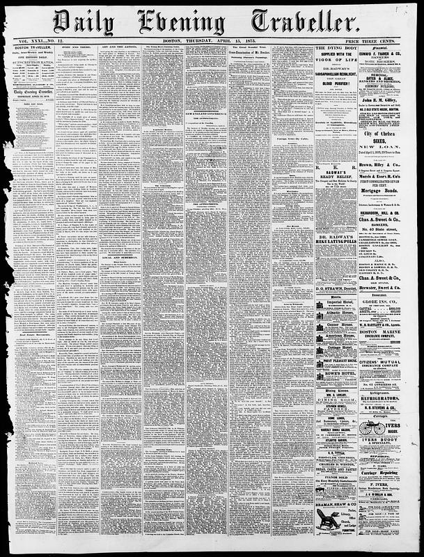 Daily Evening Traveller. April 15, 1875 - Digital Commonwealth