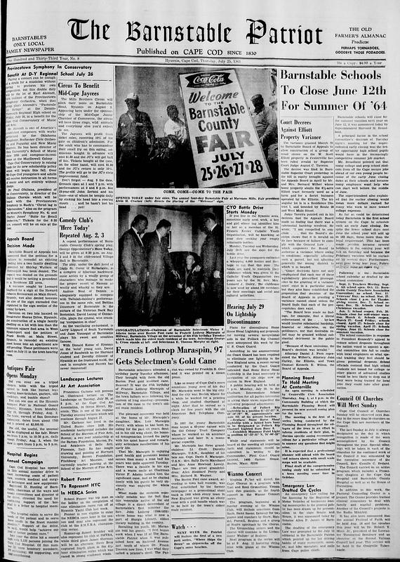 Barnstable Patriot. July 25, 1963 - Digital Commonwealth