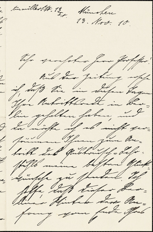 Geiger, Moritz, 1880-1937 autograph letter signed to Hugo Münsterberg ...