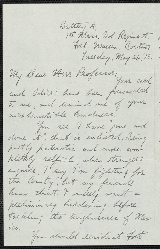 Holt, Edwin B. (Edwin Bissell), 1873-1946 autograph letter signed to ...