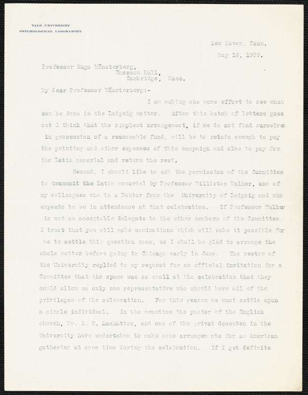 Judd, Charles Hubbard, 1873-1946 typed letter signed to Hugo ...