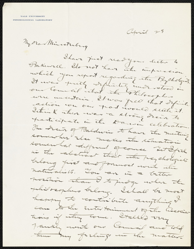 Judd, Charles Hubbard, 1873-1946 autograph letter signed to Hugo ...