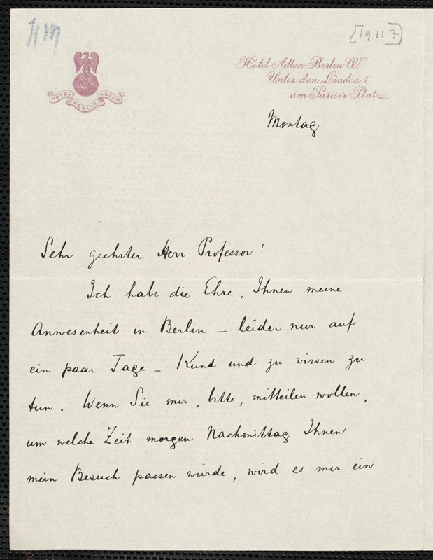 Kahn, Otto Hermann, 1867-1934 autograph letter signed to Hugo ...