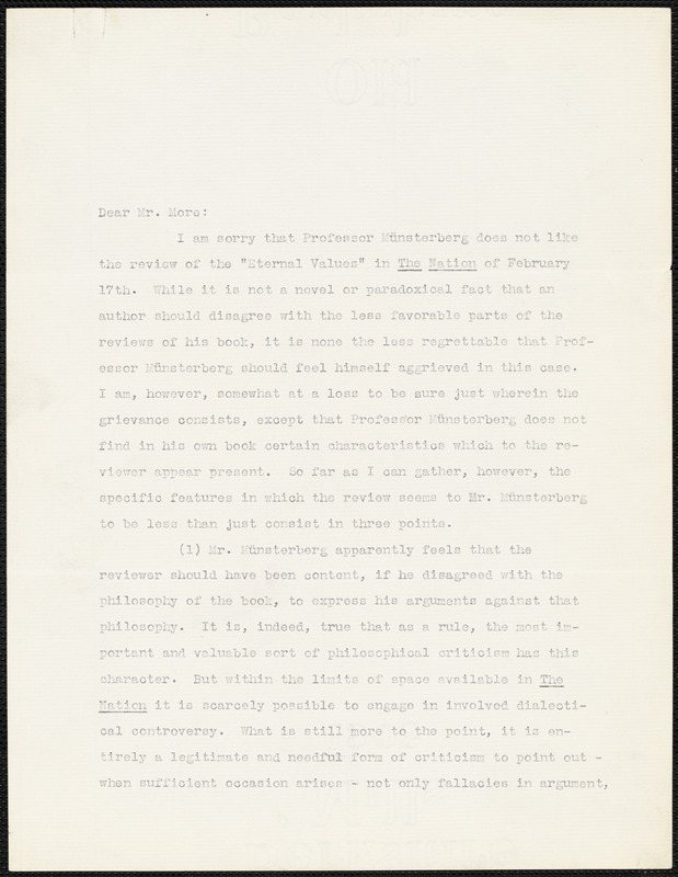 Lovejoy, Arthur O. (Arthur Oncken), 1873-1962 typed letter signed to ...