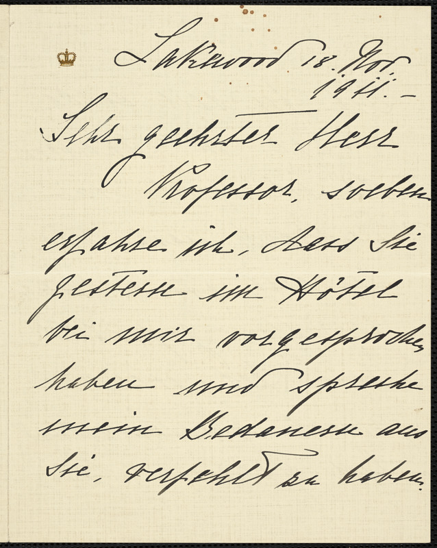 Lwoff-Parlaghy, Vilma von, 1863-1924 autograph letter signed to Hugo ...