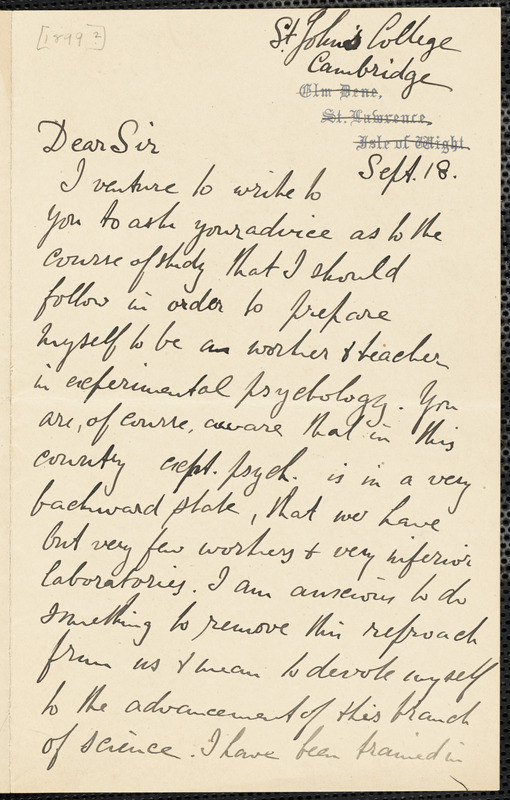 McDougall, William, 1871-1938 autograph letter signed to Hugo ...
