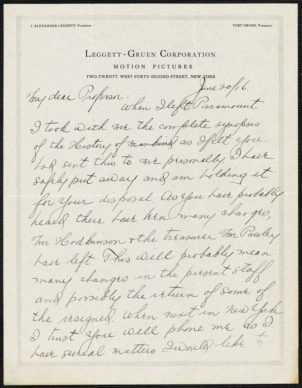 Meeker, George R. autograph letter signed to Hugo Münsterberg, New York ...