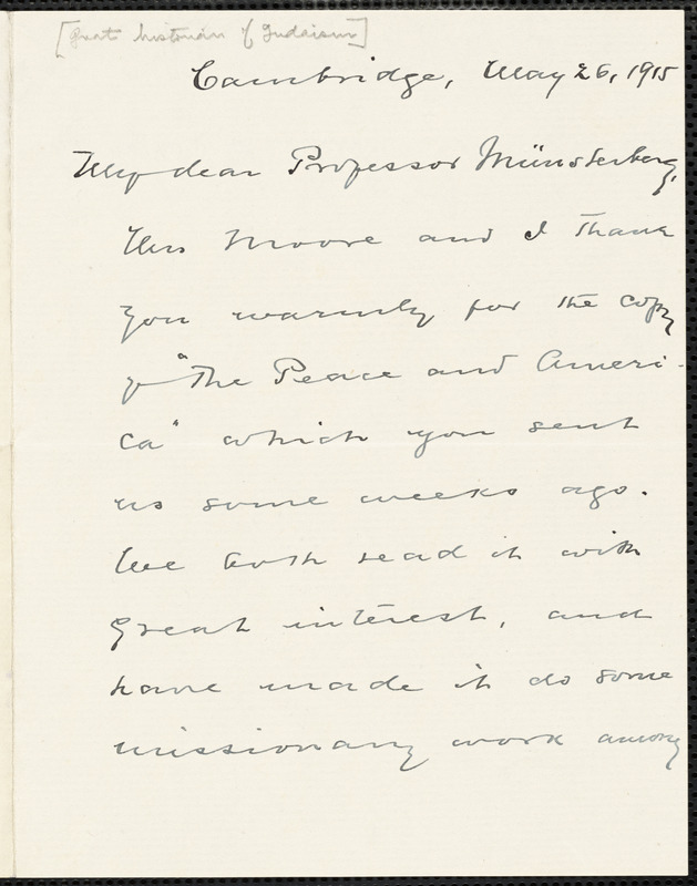 Moore, George Foot, 1851-1931 autograph letter signed to Hugo ...