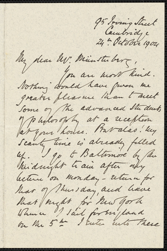 Morgan, Conway Lloyd, 1852-1936 autograph letter signed to Hugo ...