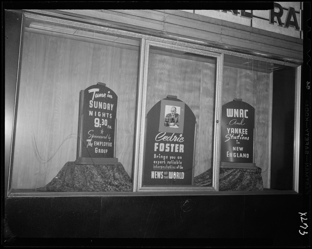 Yankee Network letter board sign advertising Cedric Foster on WNAC ...