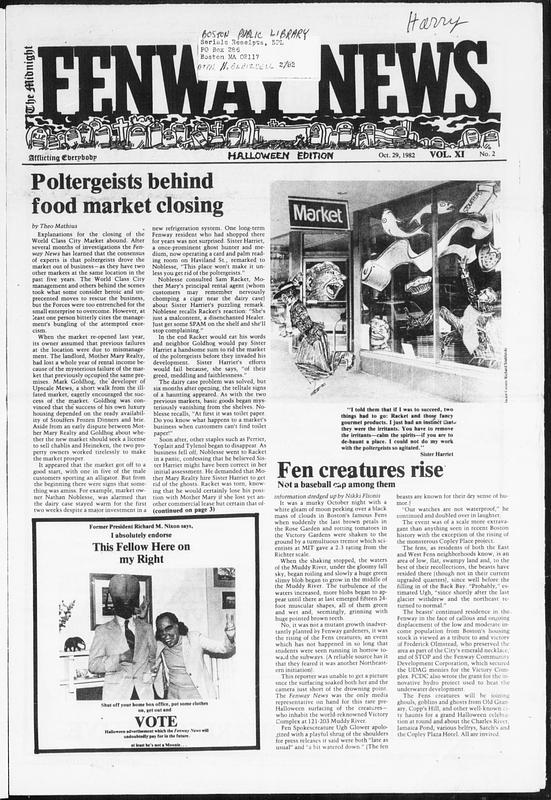 The Fenway News. October 29, 1982 - Digital Commonwealth