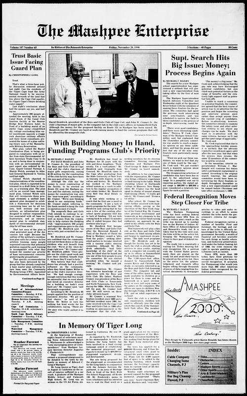 The Mashpee Enterprise. November 20, 1998 - Digital Commonwealth