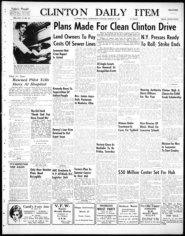 Clinton Daily Item. March 27, 1963 - Digital Commonwealth