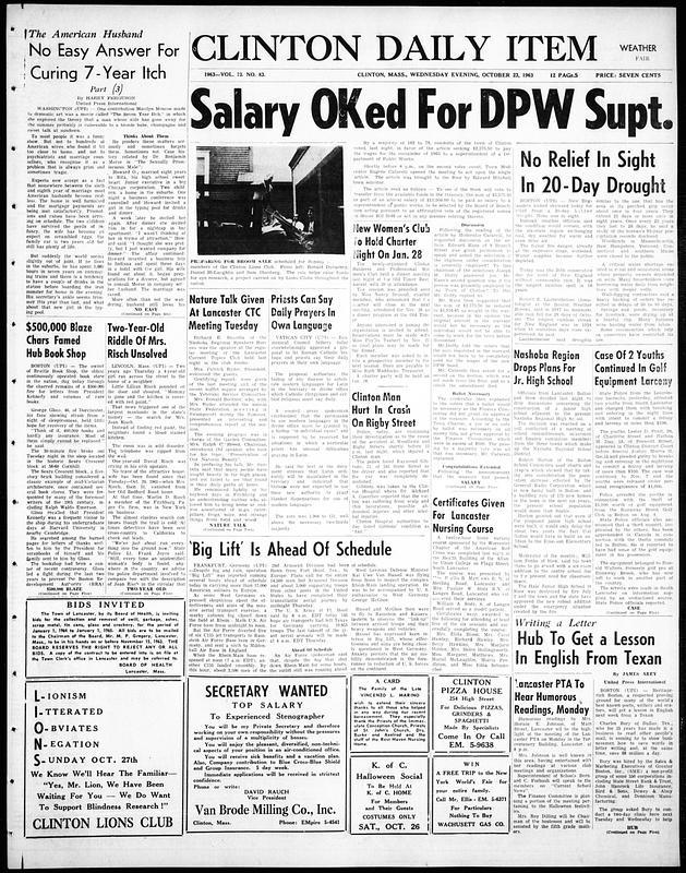 Clinton Daily Item. October 23, 1963 - Digital Commonwealth