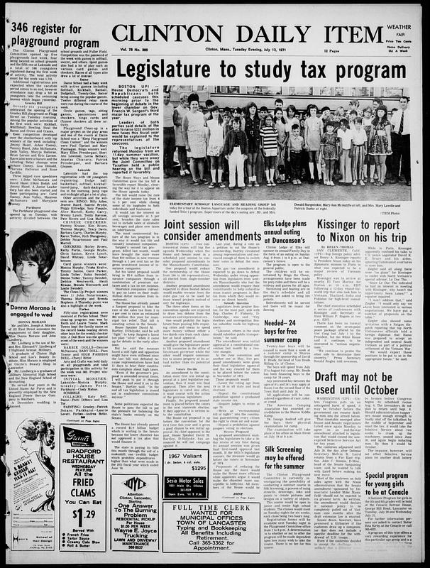 Clinton Daily Item. July 13, 1971 - Digital Commonwealth