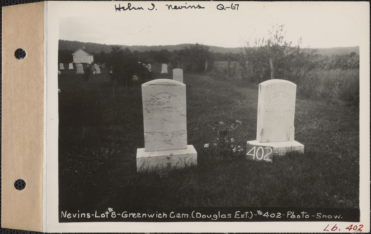Edward Nevins, Greenwich Cemetery, Douglas Extension, lot 8, Greenwich ...