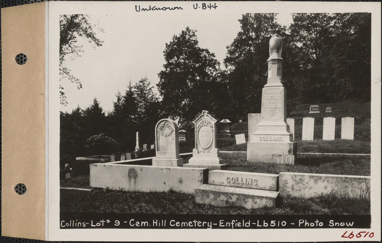 Collins, Cemetery Hill Cemetery, lot 9, Enfield, Mass., ca. 1930-1931 ...