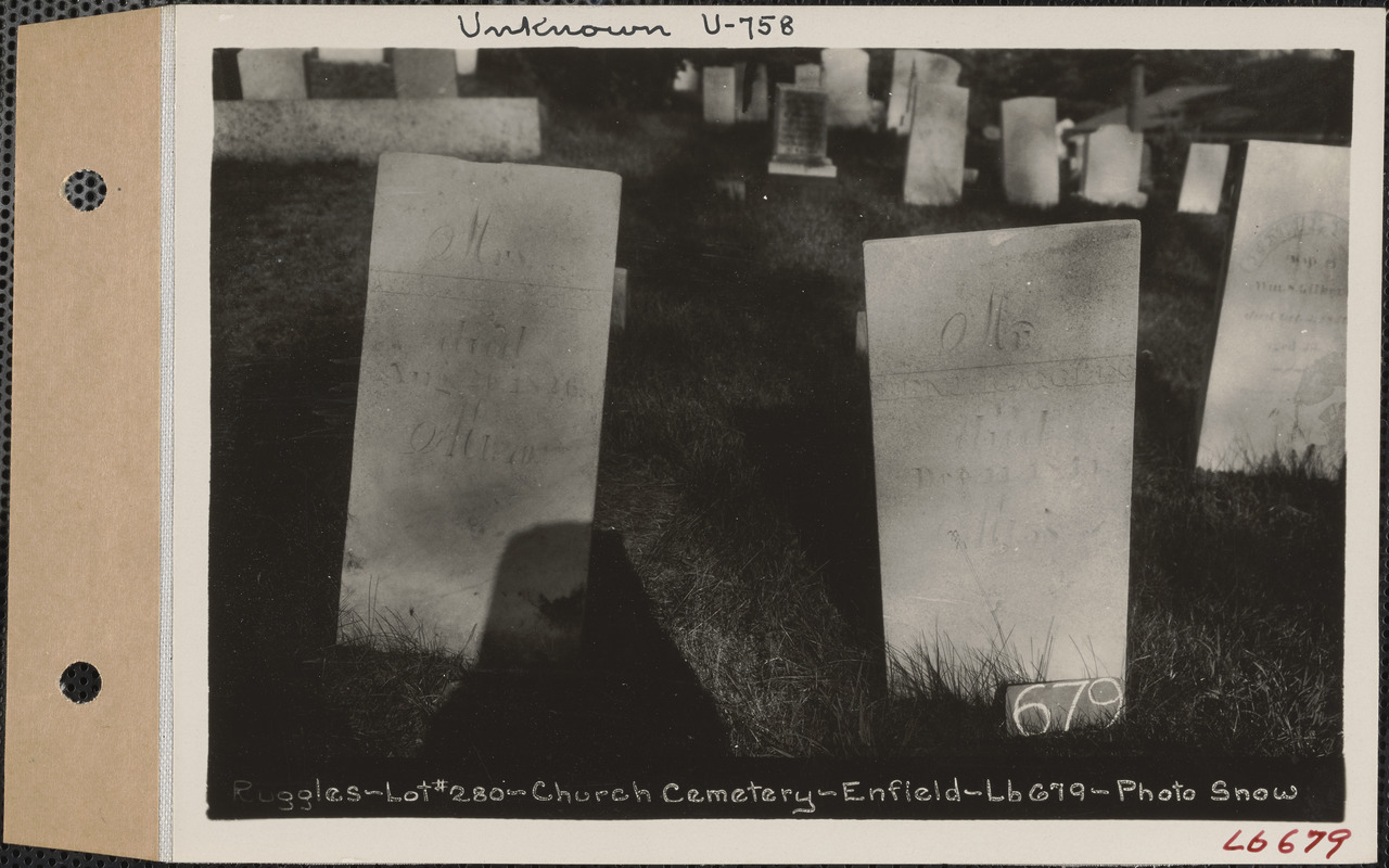 Ruggles, Church Cemetery, lot 280, Enfield, Mass., ca. 1930-1931 ...