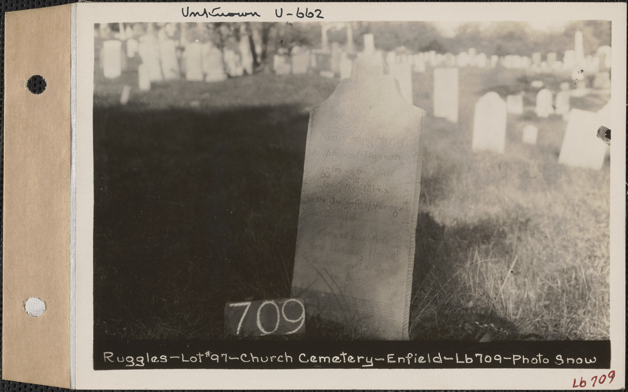 Ruggles, Church Cemetery, lot 97, Enfield, Mass., ca. 1930-1931 ...