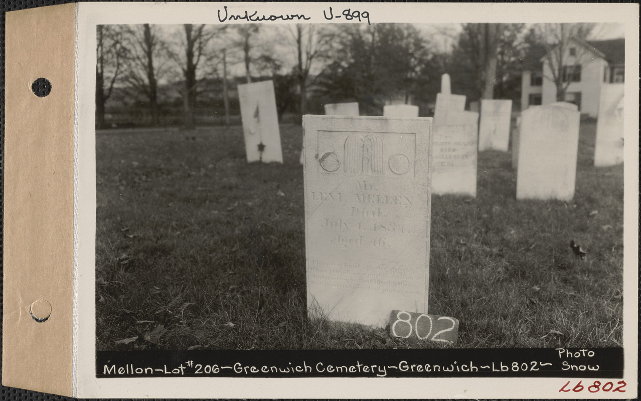 Levi Mellen, Greenwich Cemetery, Old section, lot 206, Greenwich, Mass ...
