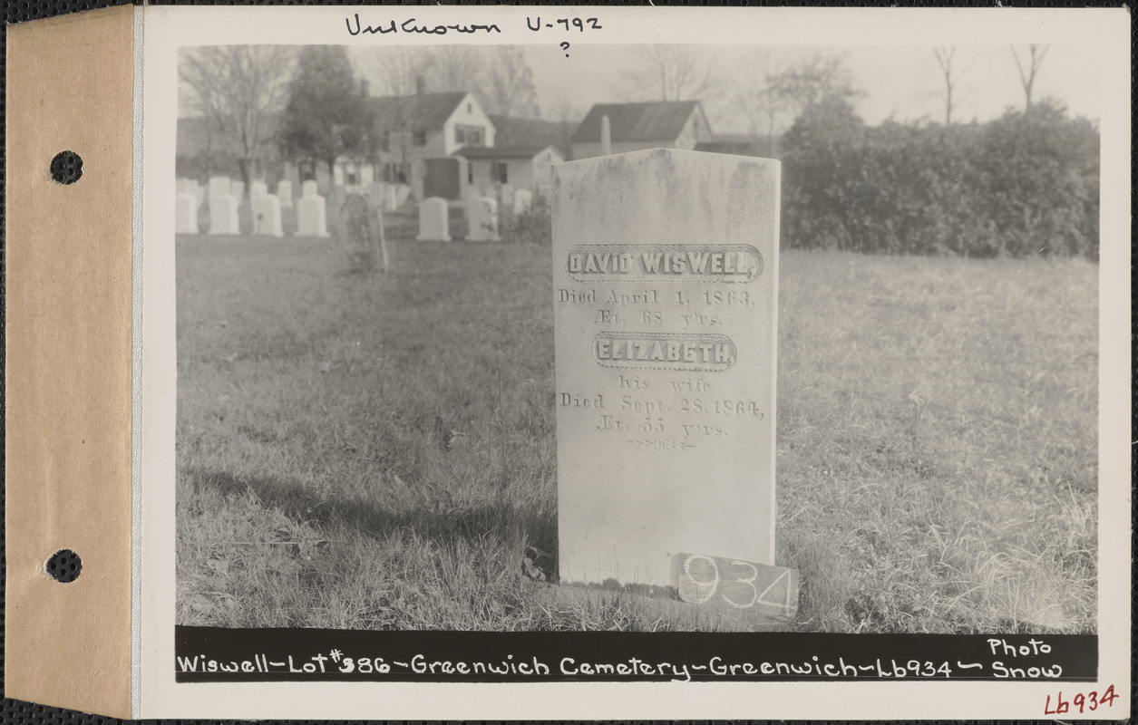 David Wiswell, Greenwich Cemetery, Old section, lot 386, Greenwich ...