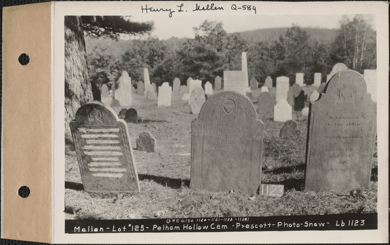 Mellen, Pelham Hollow Cemetery, lot 125, Prescott, Mass., ca. 1930-1931 ...