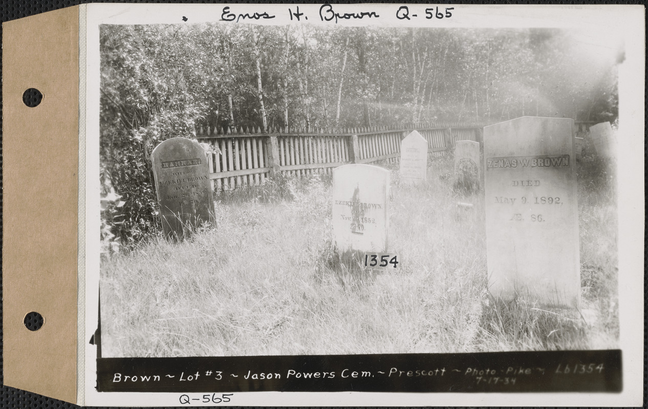 Hannah Brown, Ezekiel Brown, and Zenas W. Brown, Jason Powers Cemetery ...
