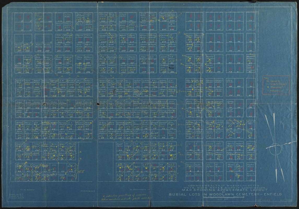 Map showing approximate layout of burial lots in Woodlawn Cemetery ...