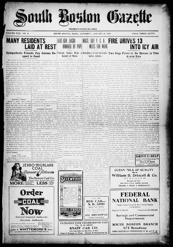 South Boston Gazette. January 26, 1929 - Digital Commonwealth