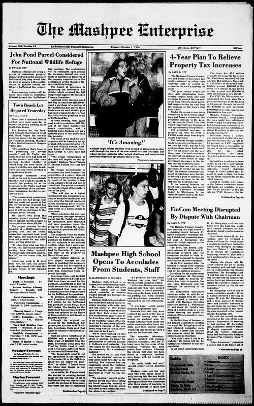 The Mashpee Enterprise. October 01, 1996 - Digital Commonwealth