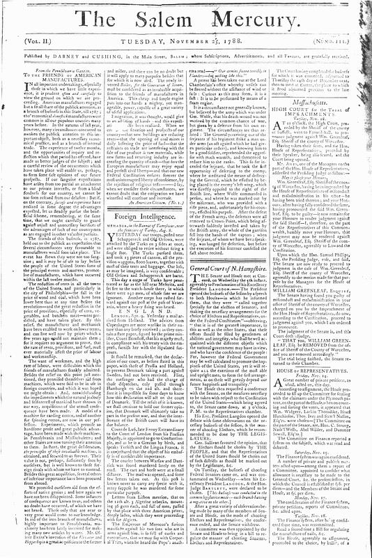 The Salem Mercury. November 25, 1788 - Digital Commonwealth