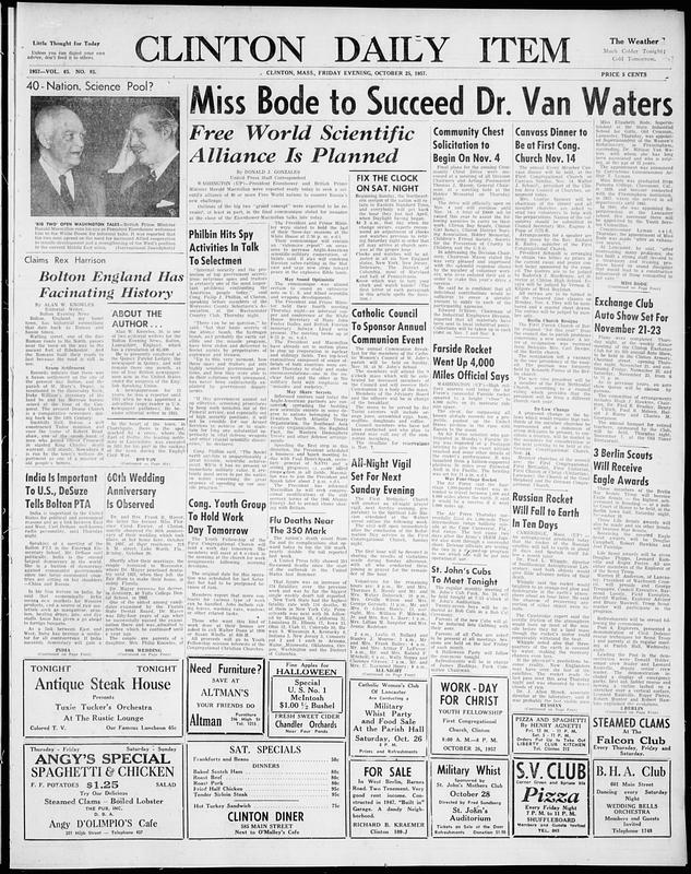 Clinton Daily Item. October 25, 1957 - Digital Commonwealth
