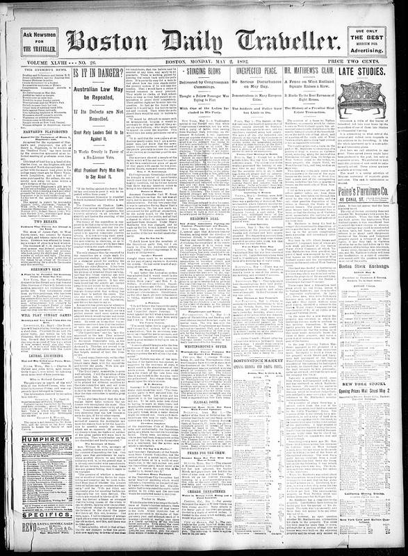 Boston Daily Traveller. May 02, 1892 - Digital Commonwealth