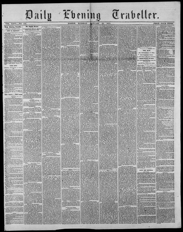 Daily Evening Traveller. January 10, 1871 - Digital Commonwealth