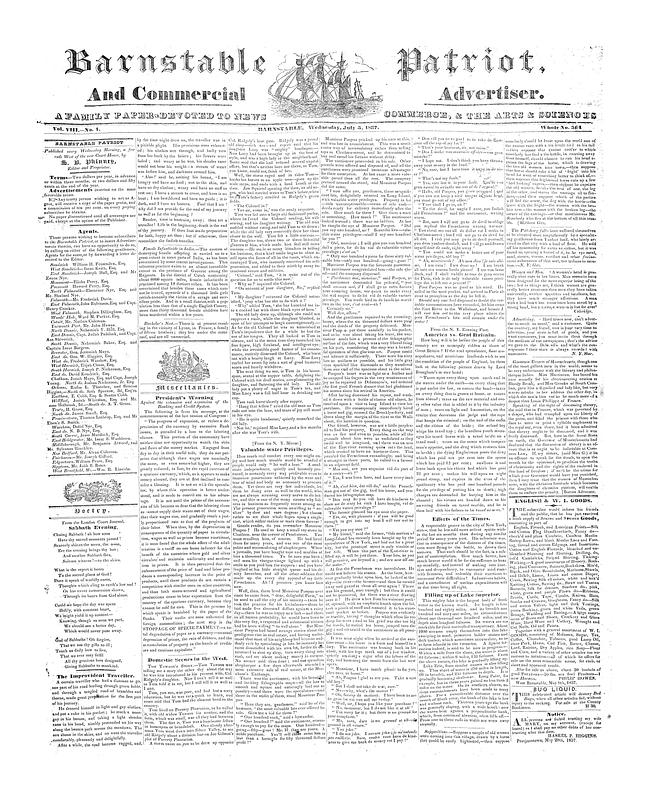 Barnstable Patriot, and Commercial Advertiser. July 05, 1837 - Digital ...