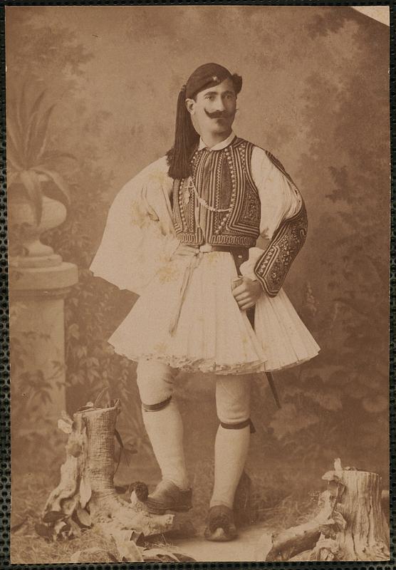 Studio portrait of man in traditional Greek dress - Digital Commonwealth