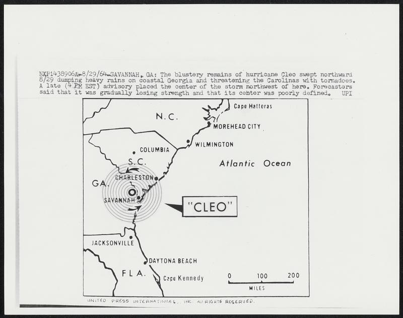 The blustery remains of hurricane Cleo swept northward 8/29 dumping ...