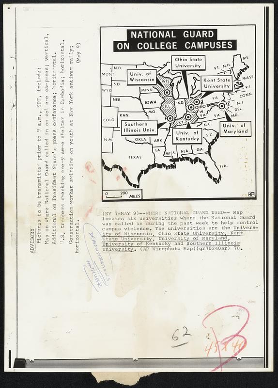 Where National Guard Used -- Map locates six universities where the ...