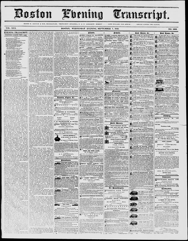 Boston Evening Transcript. September 07, 1859 - Digital Commonwealth