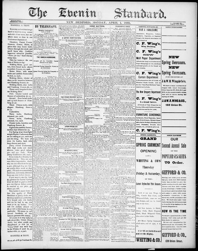 Evening Standard. April 01, 1889 - Digital Commonwealth