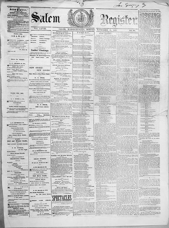 Salem Register. November 11, 1867 - Digital Commonwealth