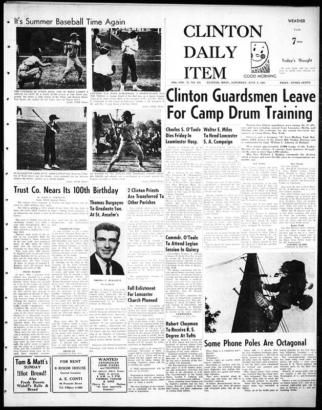 Clinton Daily Item. June 08, 1963 - Digital Commonwealth