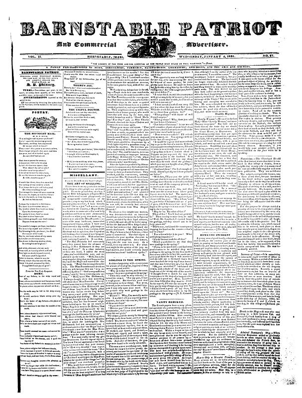 Barnstable Patriot, and Commercial Advertiser. January 04, 1832 ...
