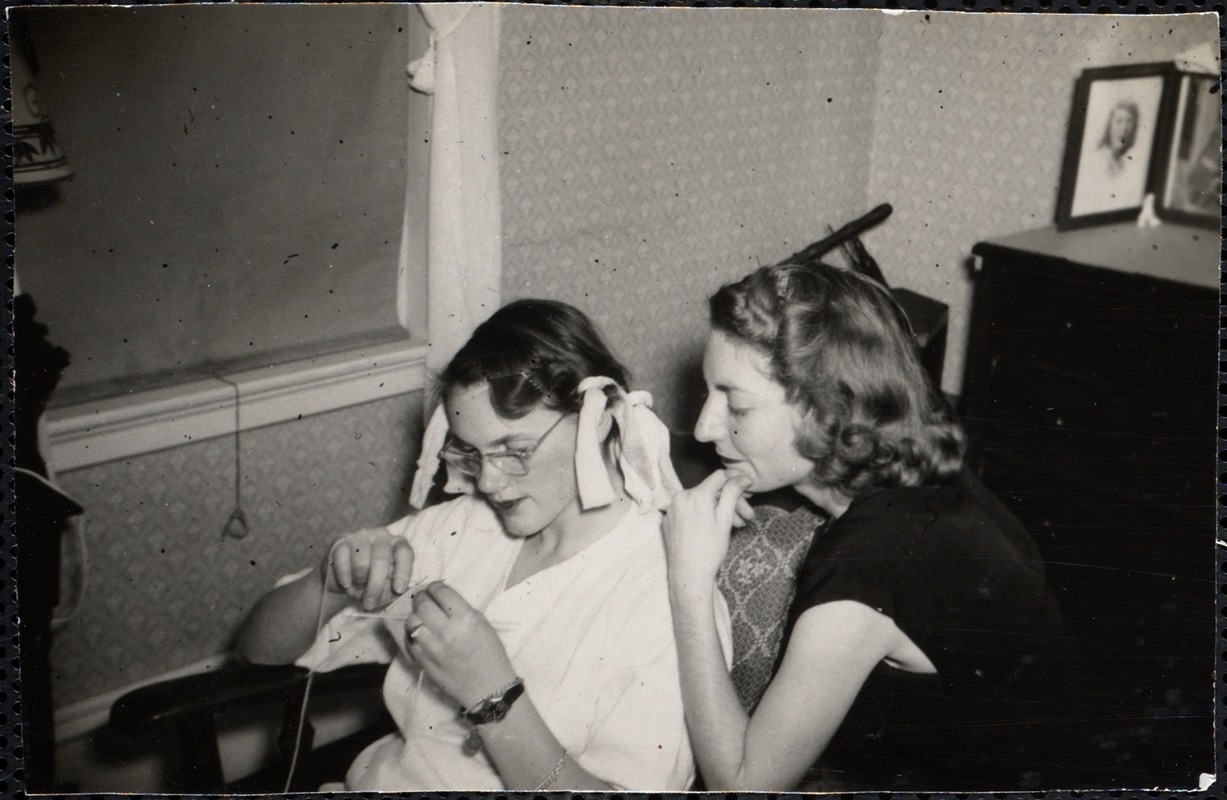 Libby Felton helping Maggie Richards - Digital Commonwealth