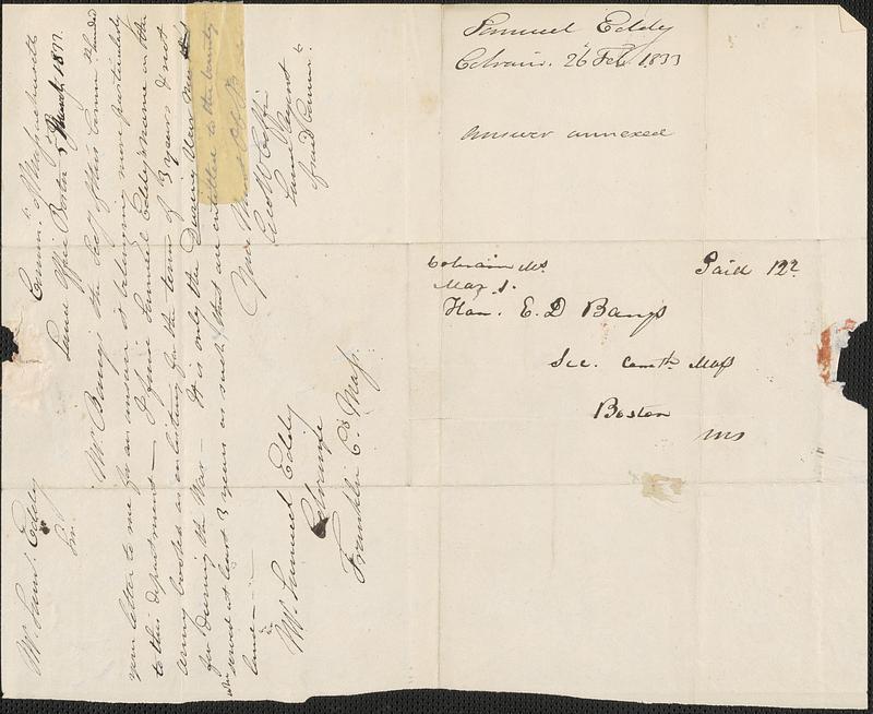Samuel Eddy to Edward D. Bangs, 26 February 1833 - Digital Commonwealth